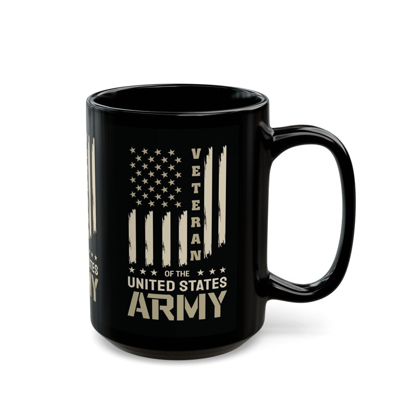 Army Veteran Black Mug - US Army Coffee Cup, Military Gift, Patriotic ...
