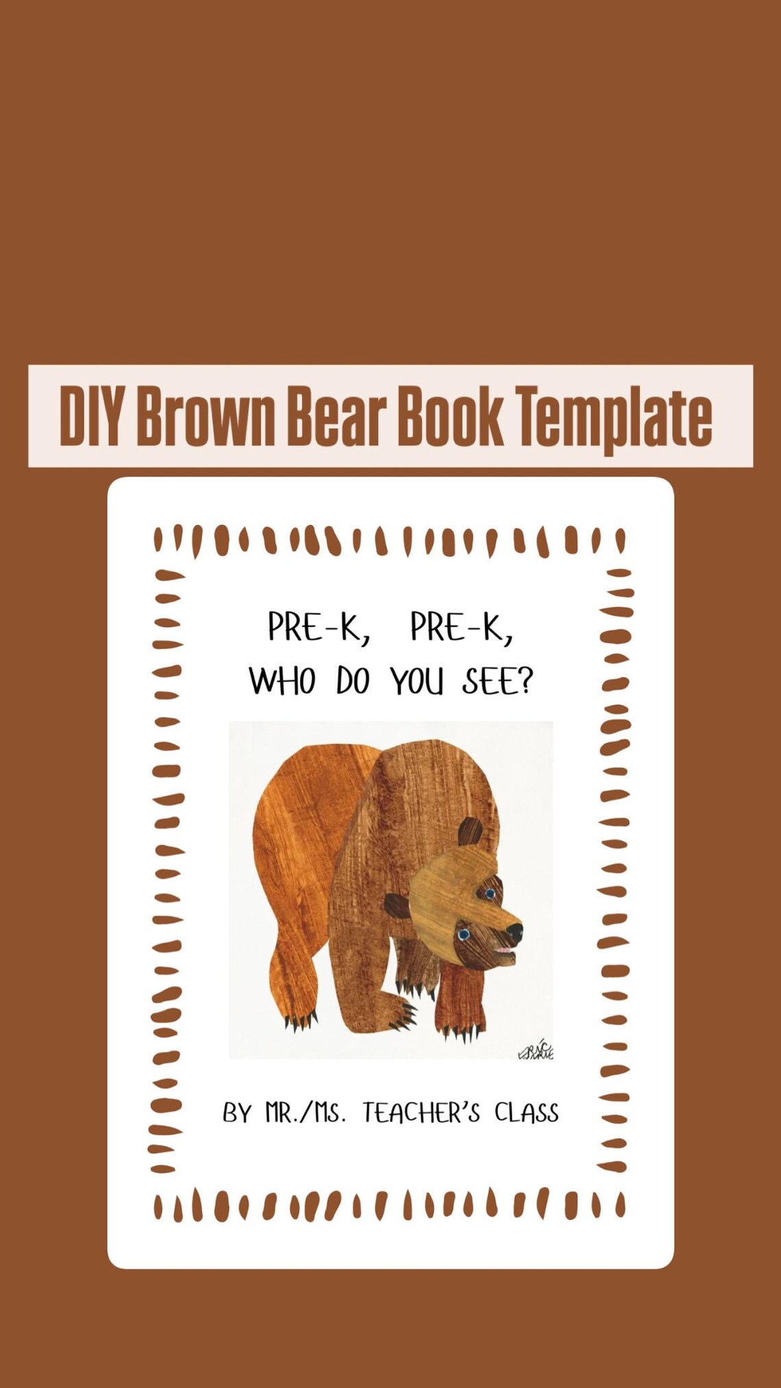 Brown Bear Classroom Book Template: DIY Canva Layout (digital Download ...