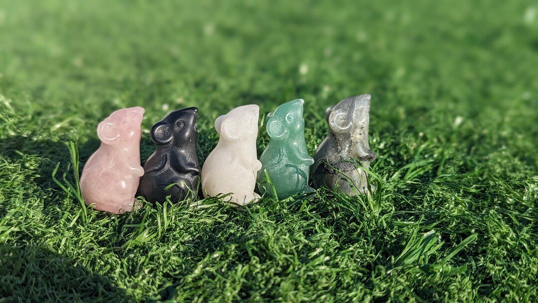 Crystal Mouse Mini Carving, 1.75 Chose by Gemstone. Cute Mouse Rose ...