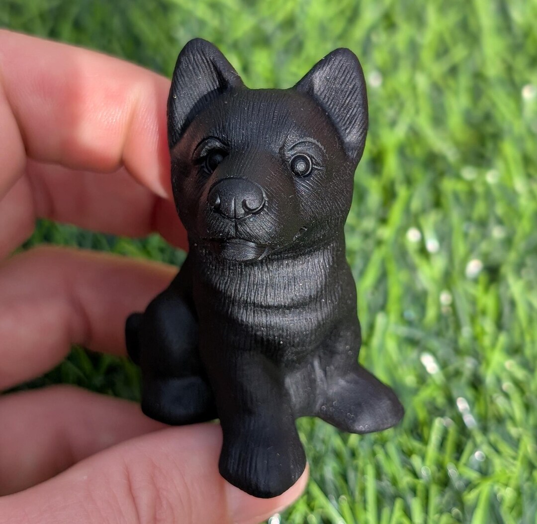 Obsidian Dog Carving, German Shepherd Figure, Protective Stone - Etsy