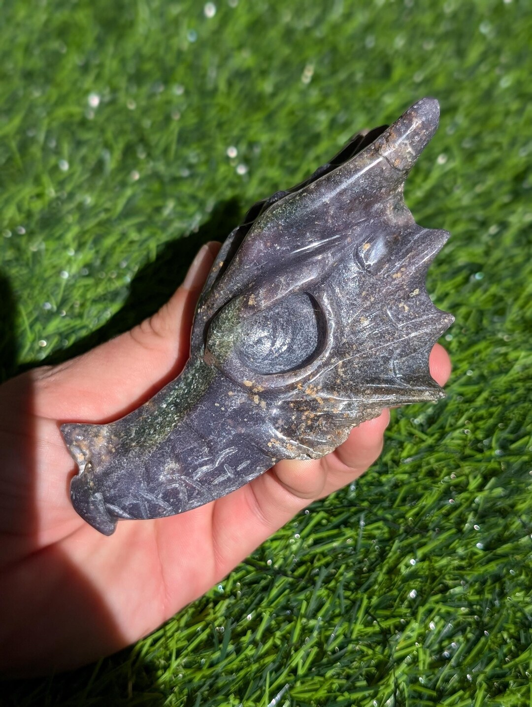Grape Agate Purple Dragon Skull, Rare, 5" Long, Medium Size, Crystal ...