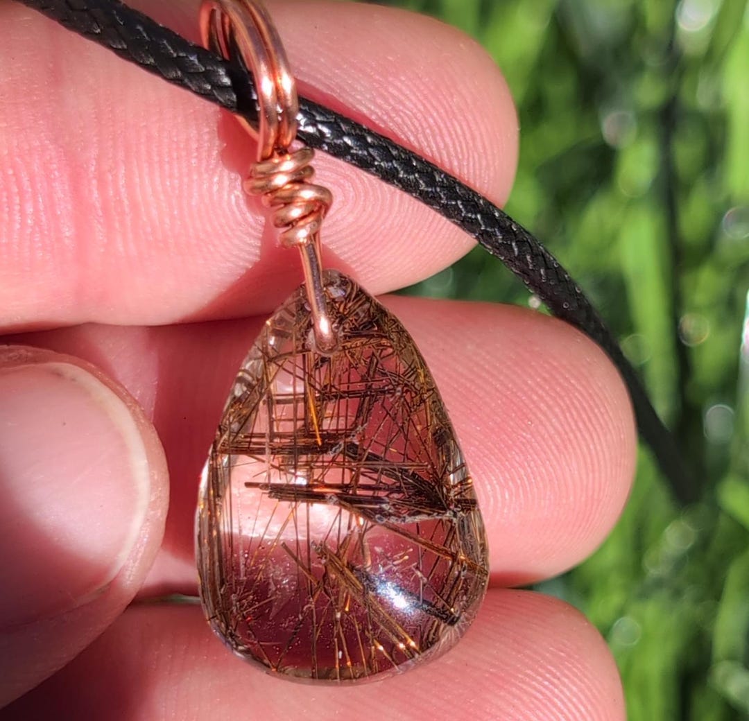 Red Rutile Necklace, Rutile Pendant. Crystal Necklace, Wire Wrapped ...