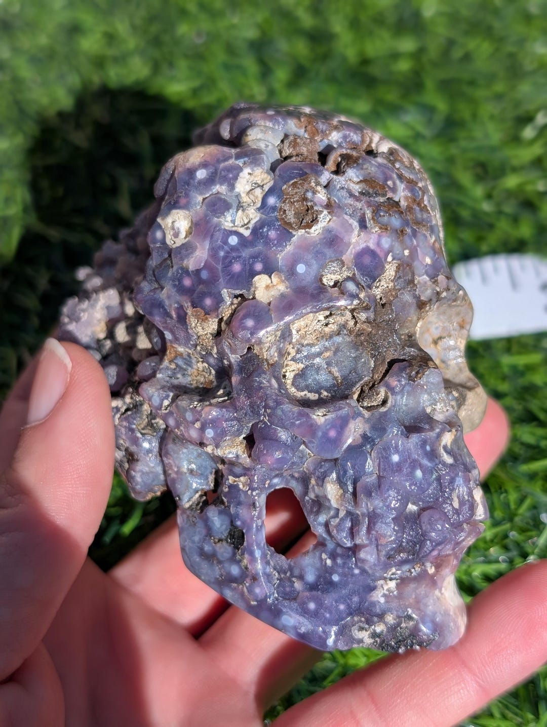 Grape Agate Skull Specimen 3.75", Dark Purple Crystal Skull, G32 ...