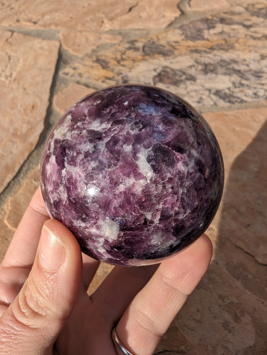 Lepidolite Aka Purple Mica Sphere 64 Mm Newer Marterial, Yellow Muscovite, Golden Mica, Gold ...