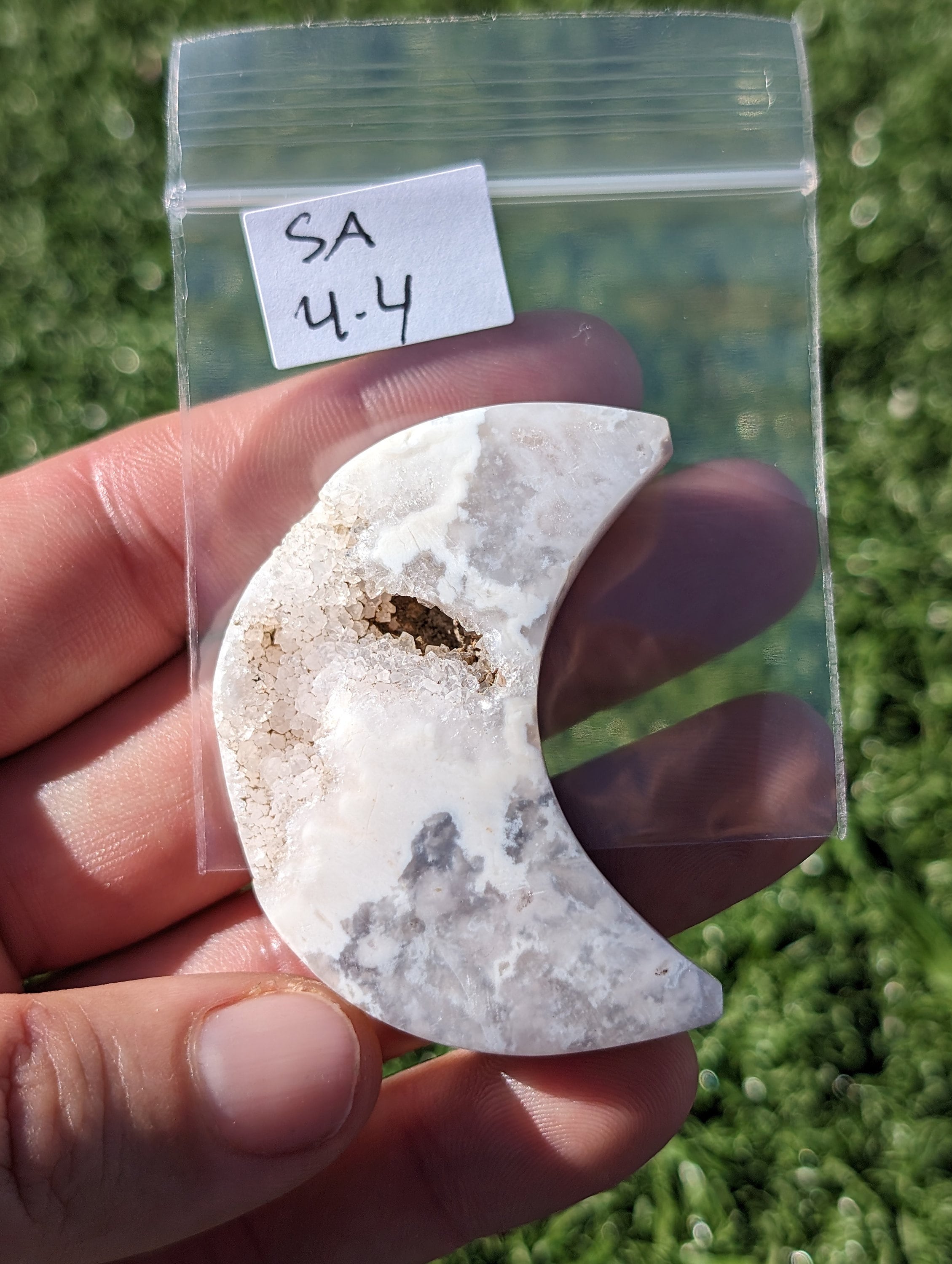 White Lace Agate Moon, You Chose! Snow Agate Crystal Moon Carving ...