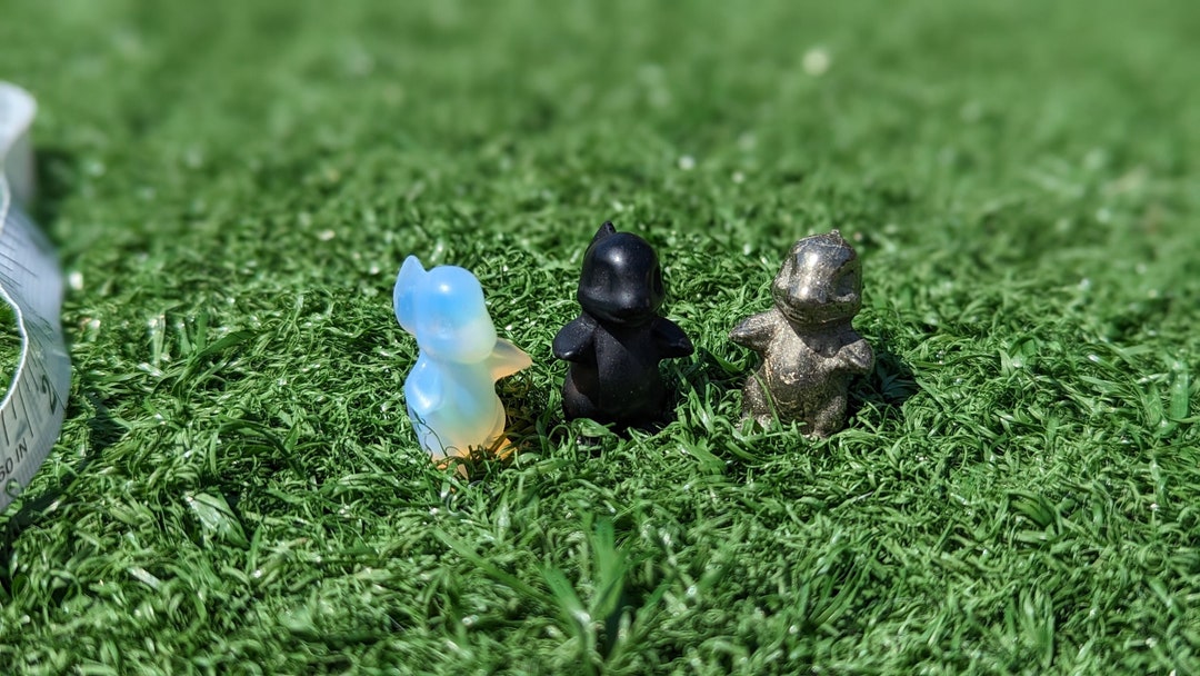 Crystal Charmander Mini Carving 1, Free Standing, Pyrite and Obsidian ...