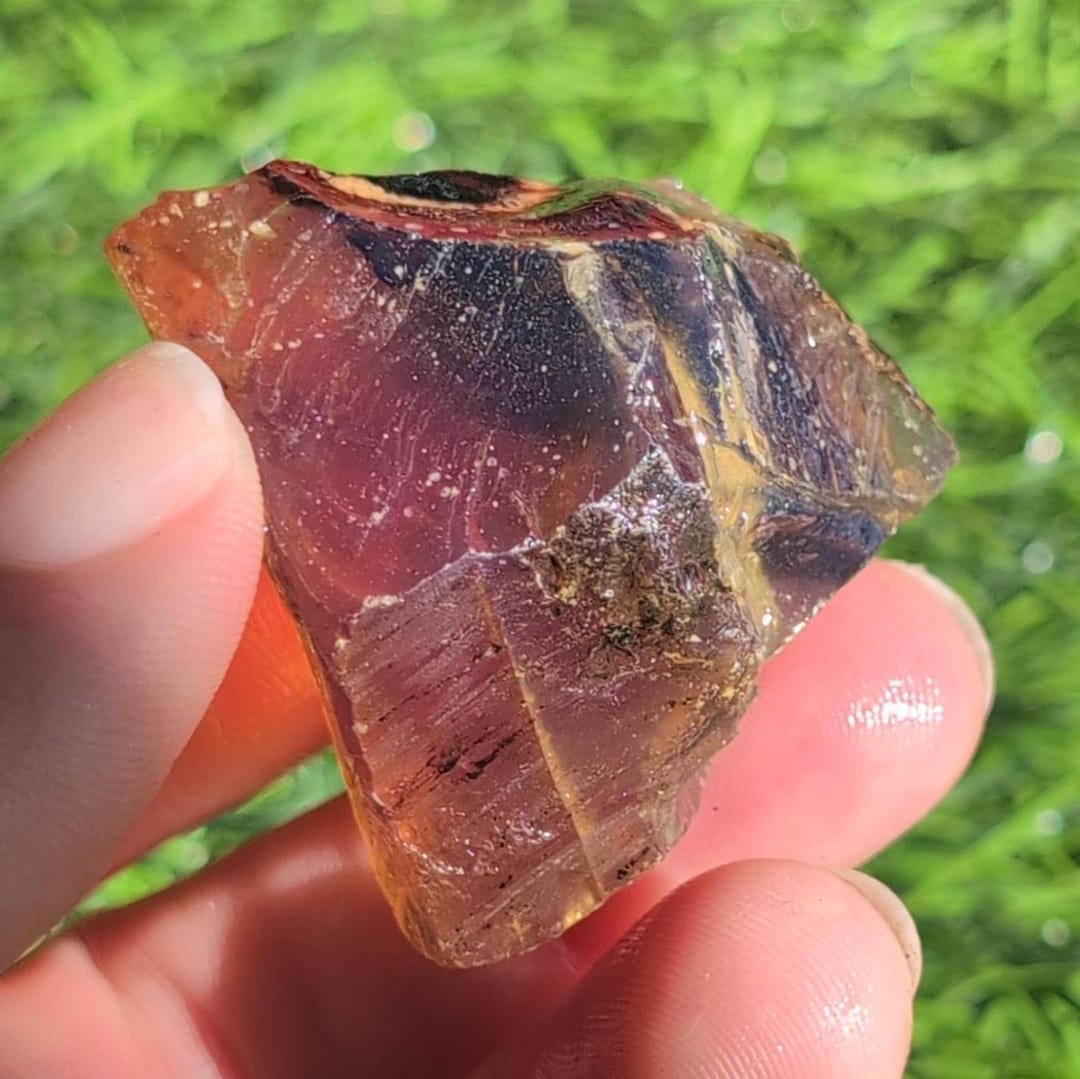 Raw Sumatran Amber Piece, Shines Blue Tint in the Sunlight. Rare Form ...