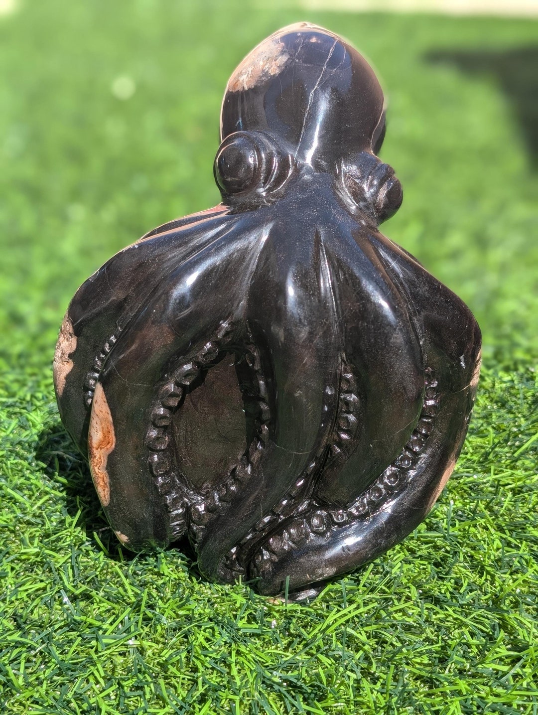 Crystal Octopus Petrified Wood Carving 7" Petrified Wood Octopus. Stone ...