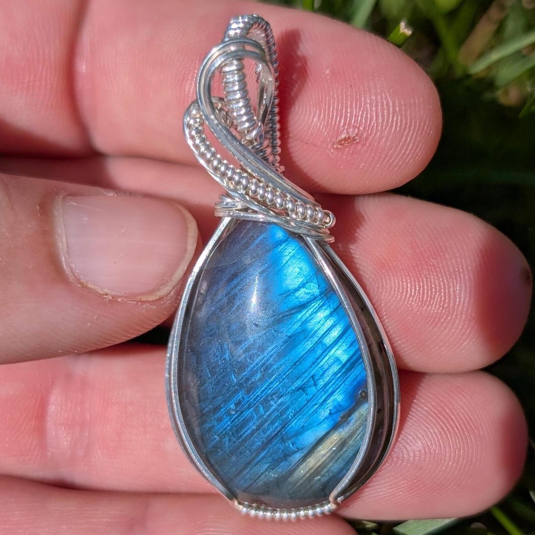 Labradorite in Silver Filled Wire, Crystal Pendant Wire Wrapped ...