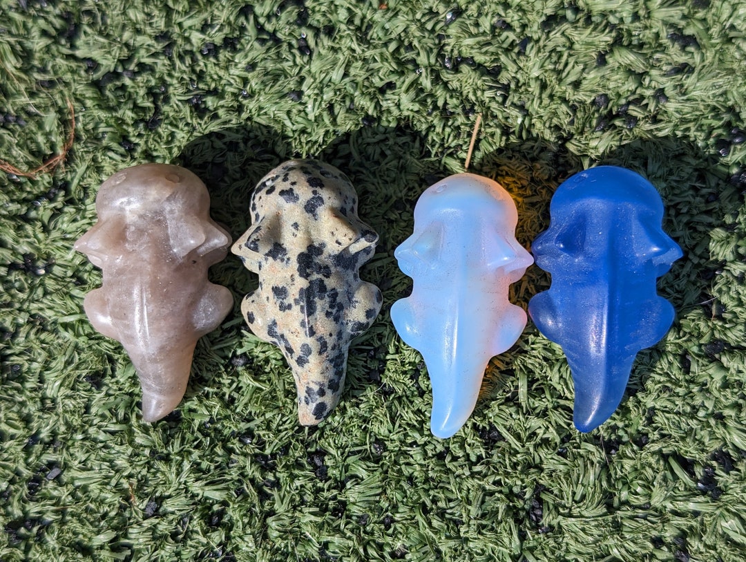 Crystal Axolotl Mini Carving, 1.5 Chose by Gemstone. Salamander Blue or ...