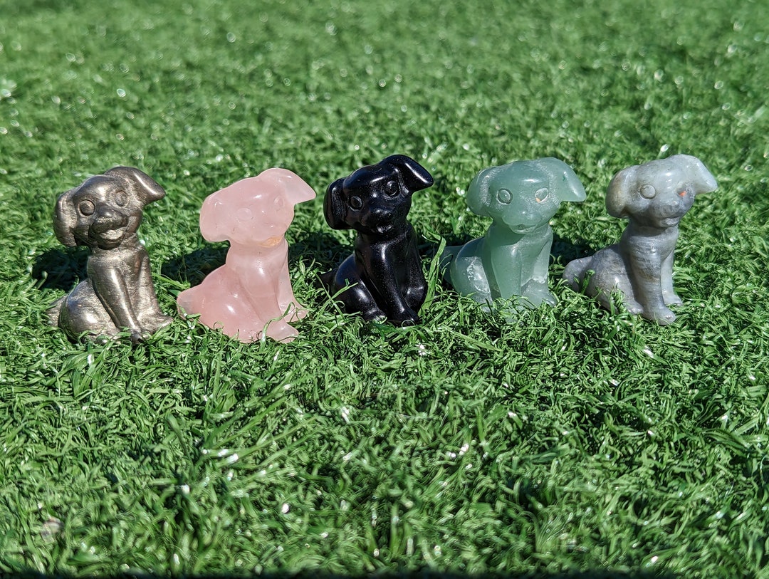 Crystal Dog Carving, 1.7 Chose by Gemstone. Mutt Dog, Rescue Dog ...