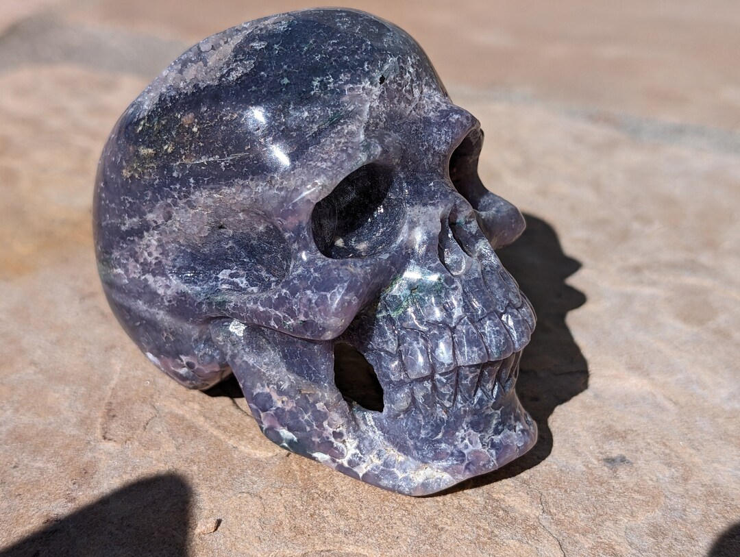 Grape Agate Skull N 3.75", Very Good Purple Color. Larger Skull. Gnew13 ...