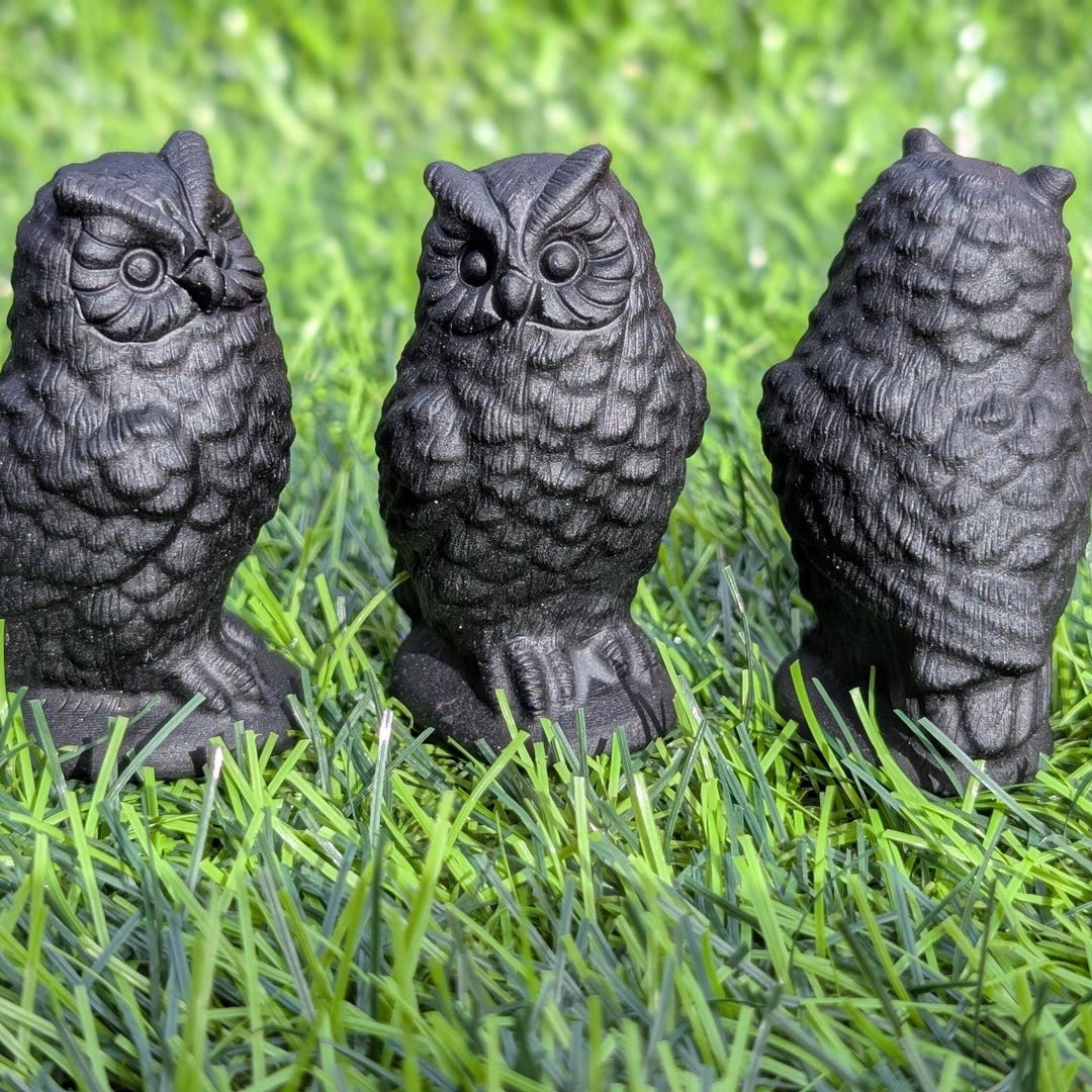 Obsidian Owl Carving, 2.3" Tall Poe Statue, Obsidian Owl, Crystal Owl ...
