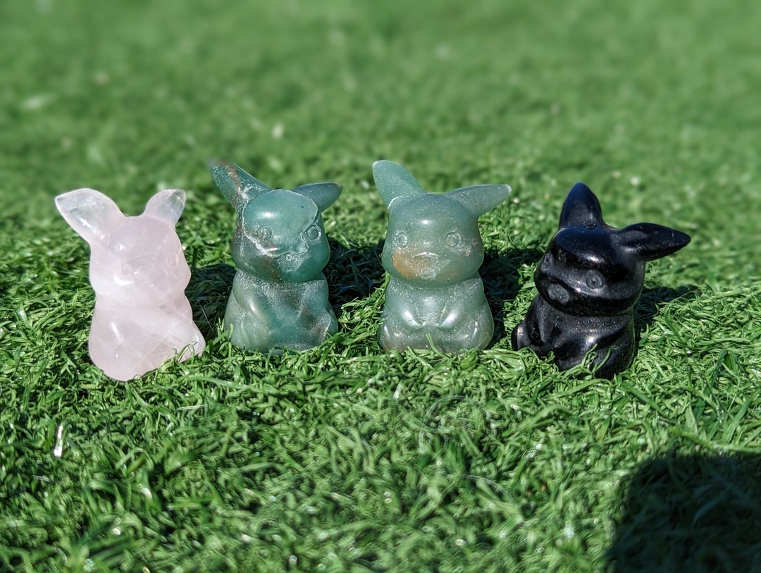 Crystal Pikachu Mini Carving 1.5", Free Standing, Chose by Gemstone ...