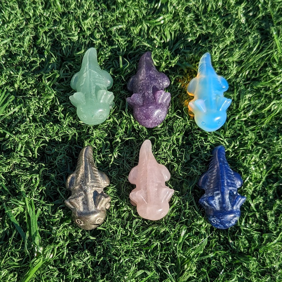 Crystal Axolotl Mini Carving, 1.5" Chose by Gemstone. Salamander ...