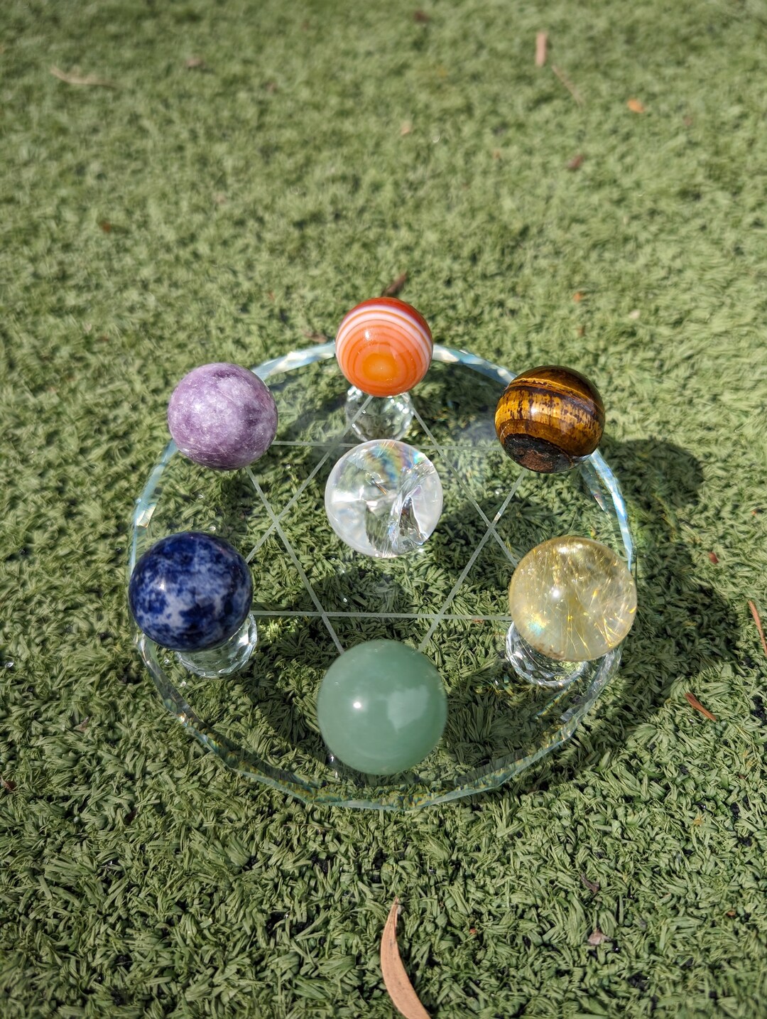 Mini Sphere Holder, Holds 7 Spheres, Grid Crystal Sphere Holder in 6 ...