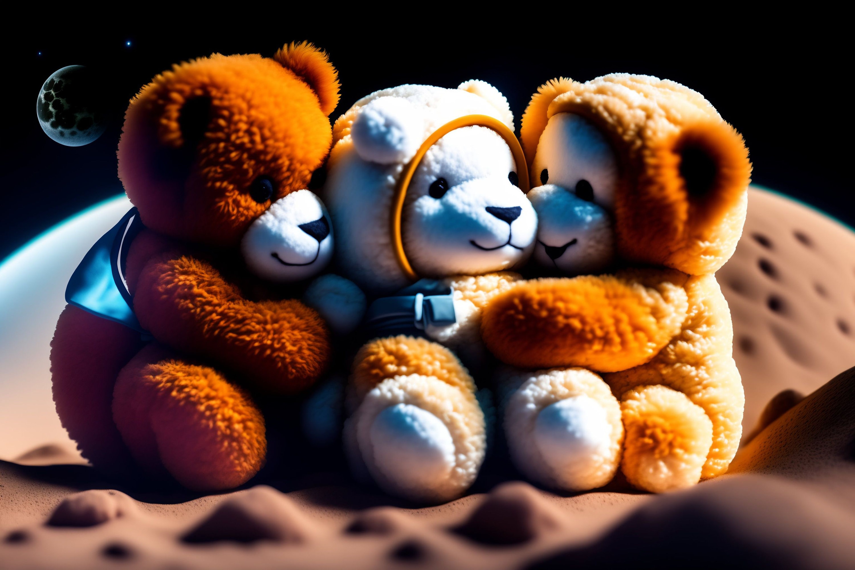 Digital Download Space-themed Teddy Bear Astronauts Embrace Art ...