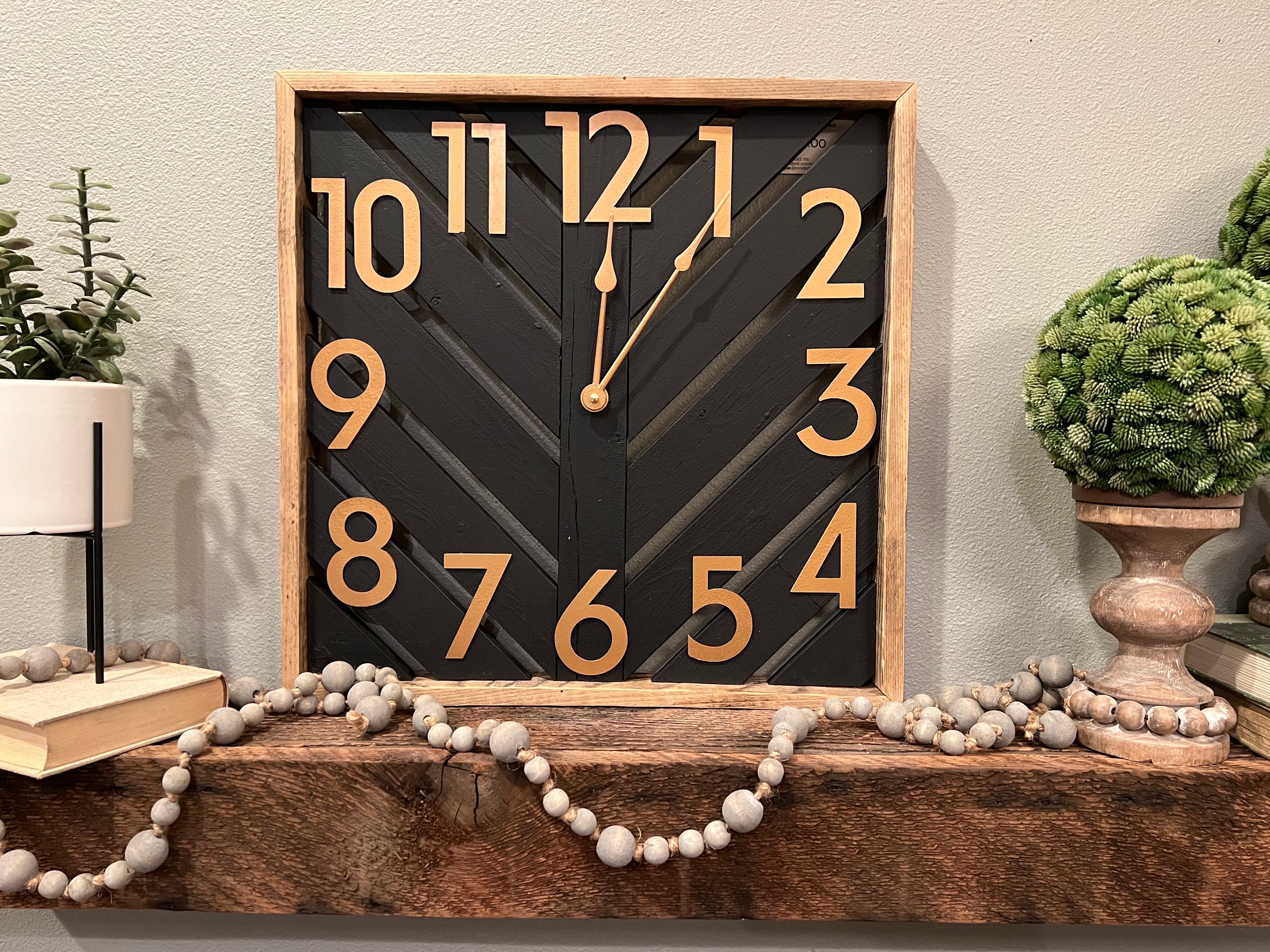 Reclaimed Wood Chevron Clock 18 Square, Metal Numbers - Etsy
