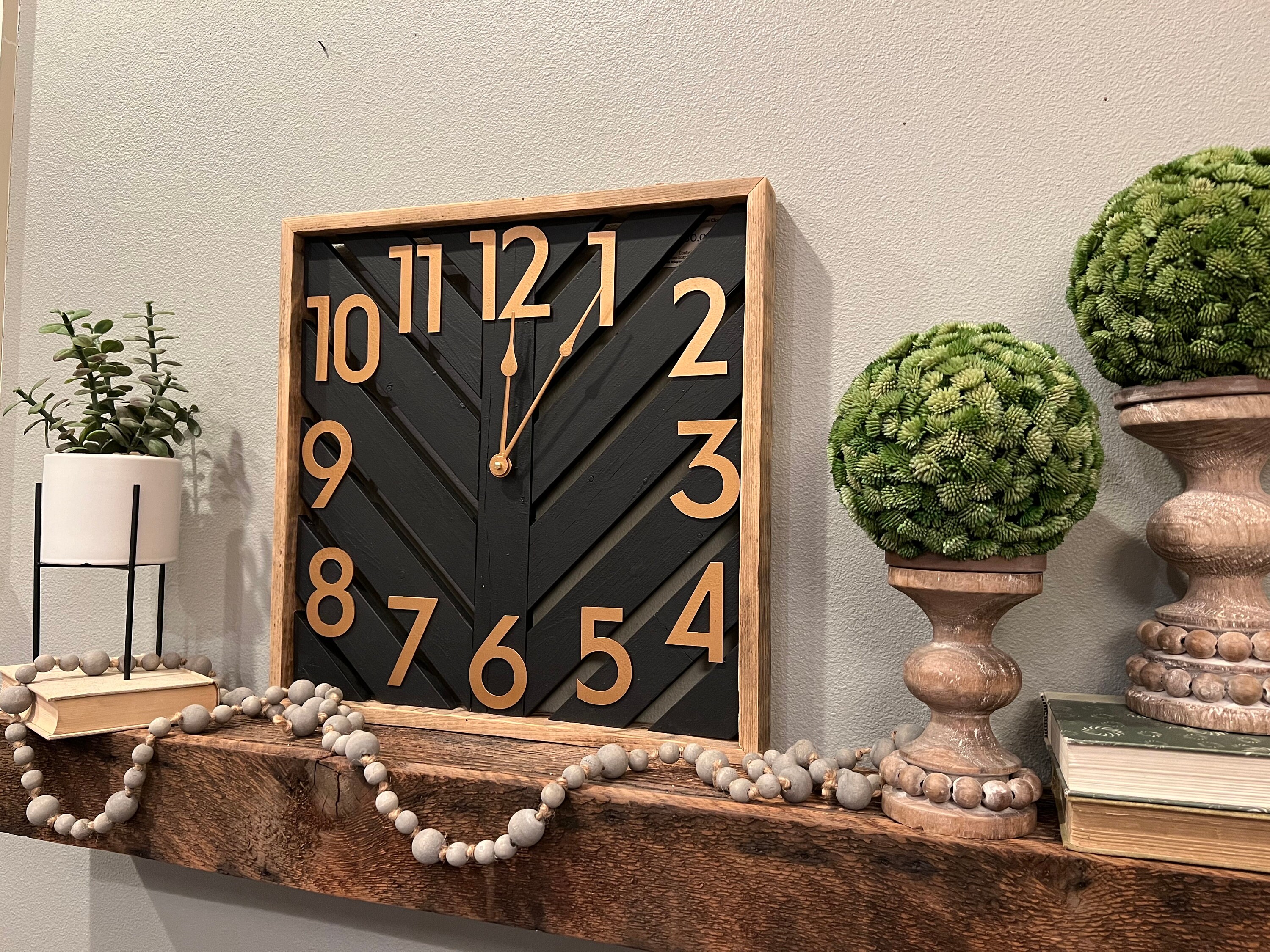 Reclaimed Wood Chevron Clock 18 Square, Metal Numbers - Etsy
