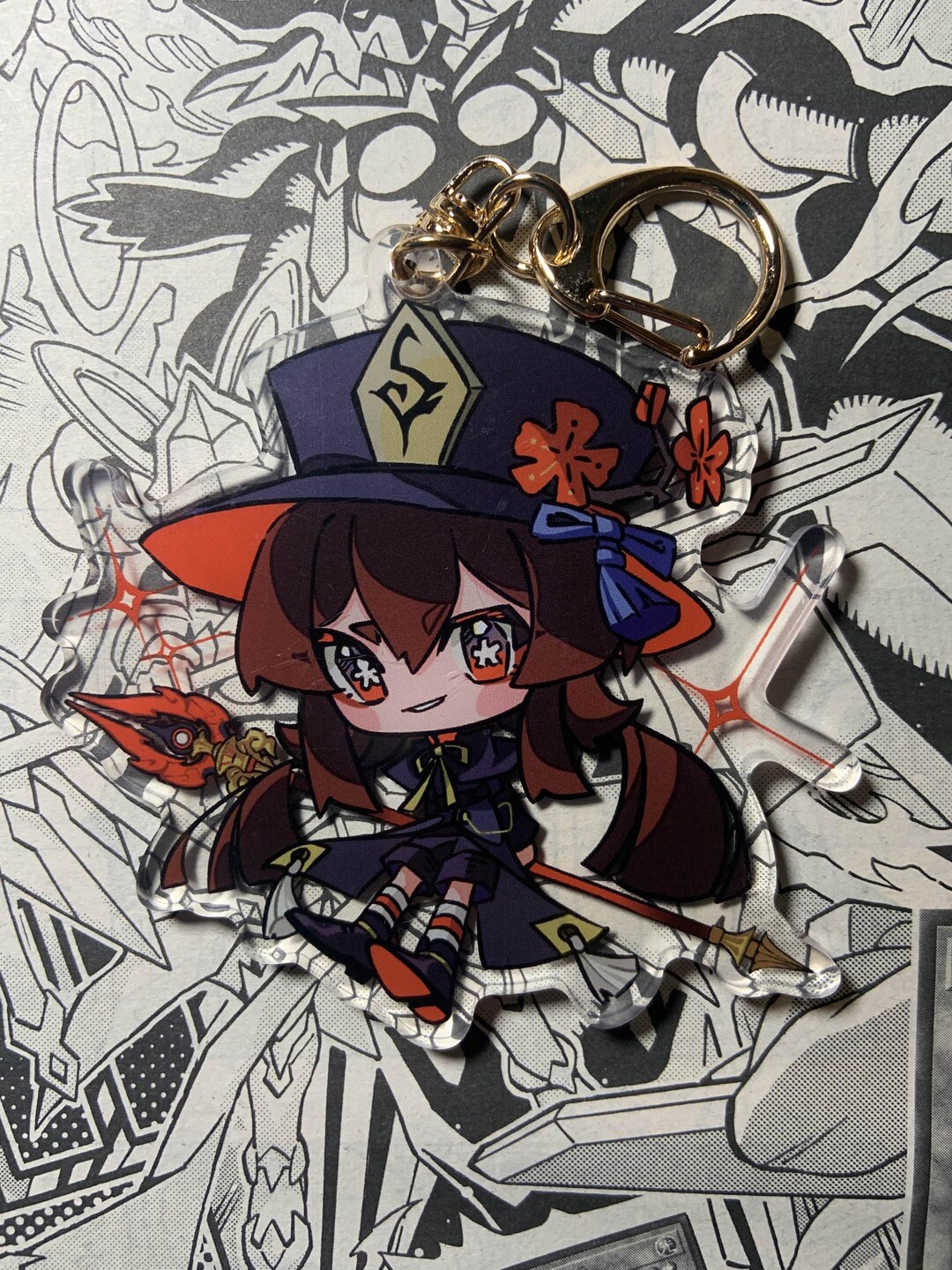 Genshin Impact Hutao Keychain - Etsy