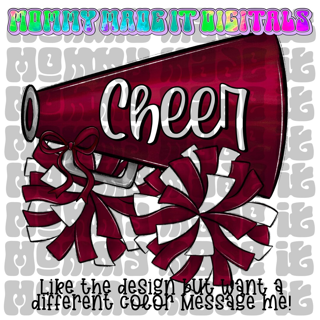 Burgundy Cheerleading Photo Template: Pom Poms, Canva & Procreate (PNG ...