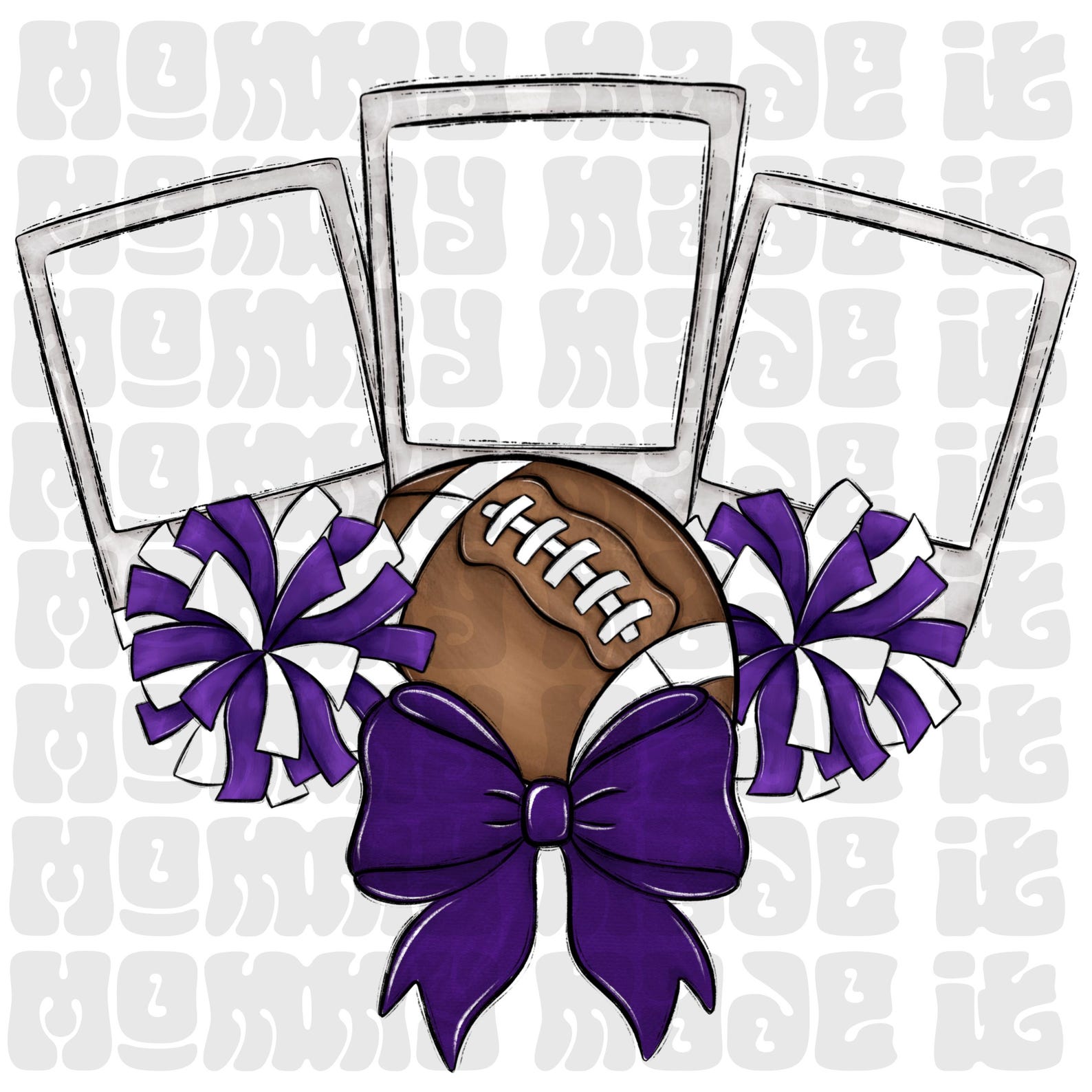 Purple Football Cheer PNG: Coquette Bow, Pompoms (digital Design) - Etsy