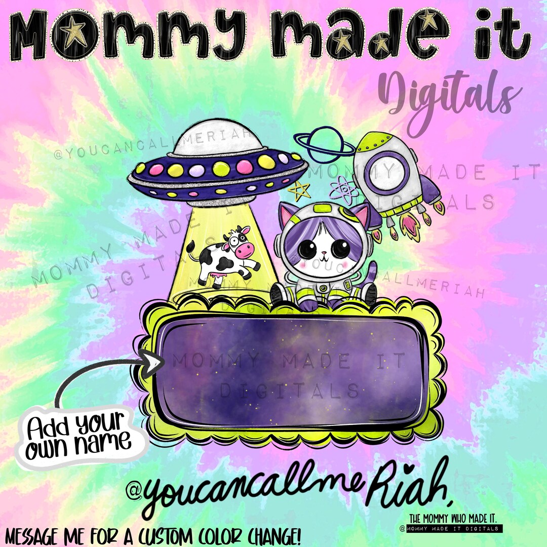 Alien Name Plate Outerspace PNG Digital Design Download Kids Nameplate ...