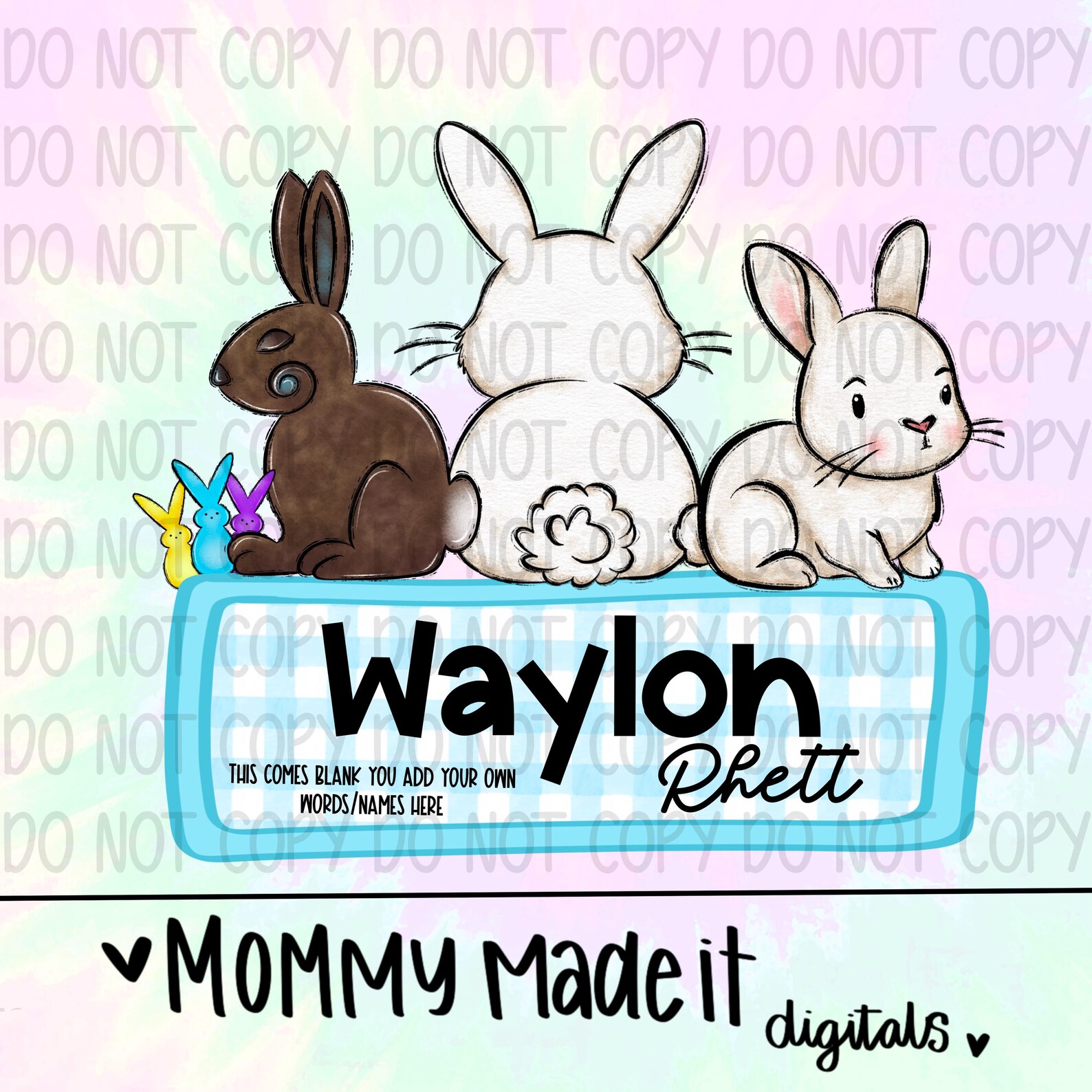 Blue Easter Bunny Basket Kids Name Plate PNG : Nameplate Design ...
