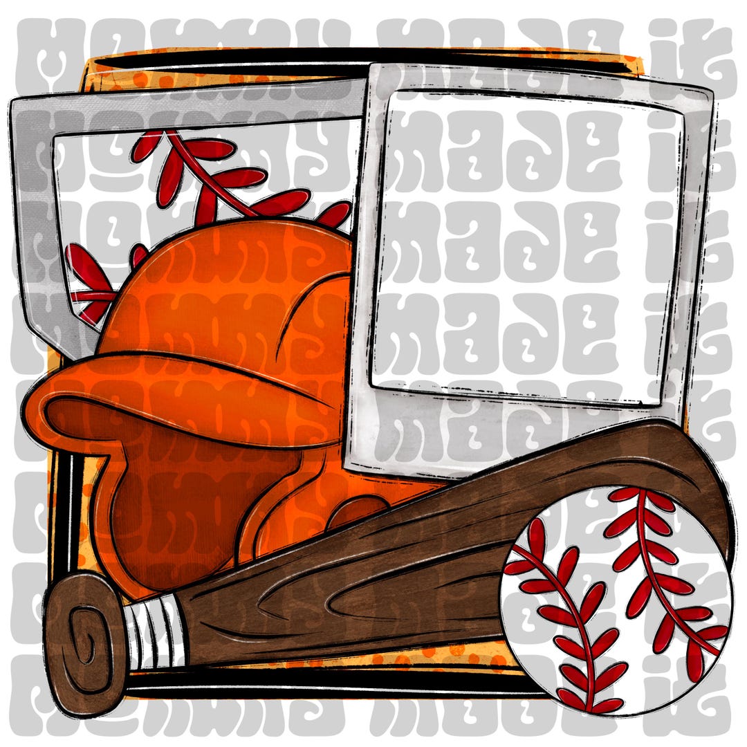 Orange Baseball Polaroid Photo PNG | Canva Template (digital Download ...