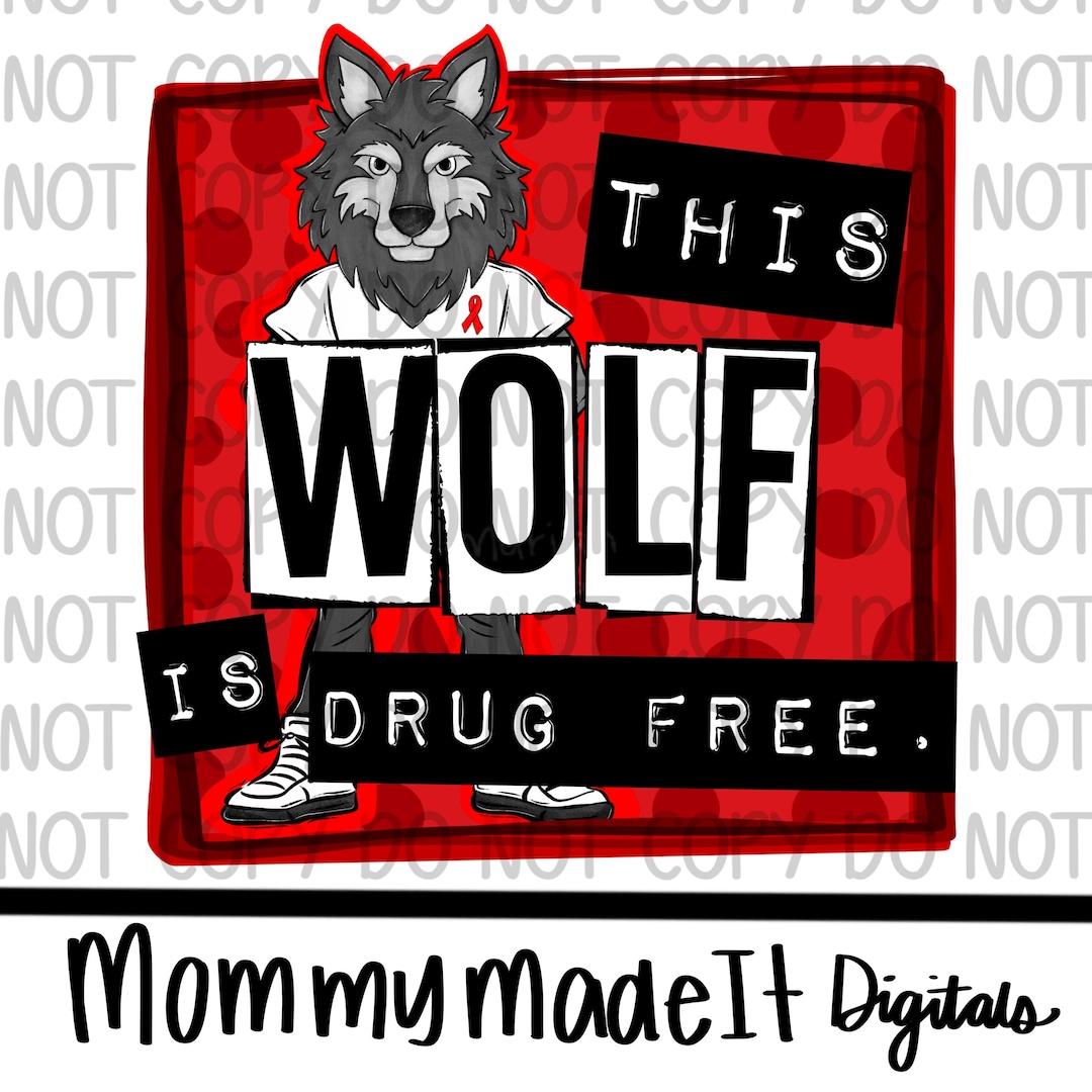 Drug-free Wolf Mascot PNG: Red Ribbon Week Design (digital Download ...