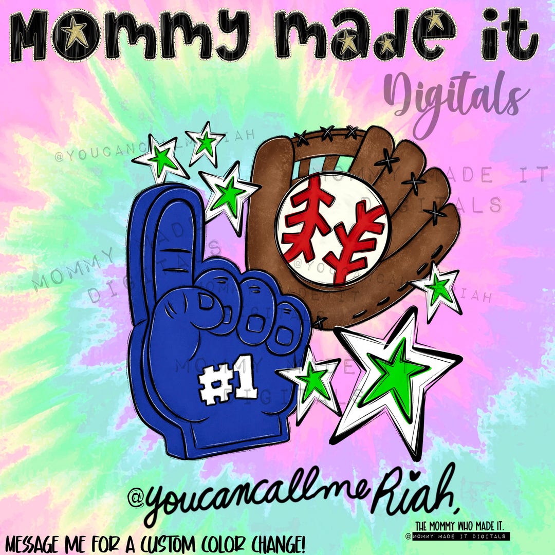 Green Blue Baseball PNG: Foam Finger, Ball, Star (team Color Digital ...