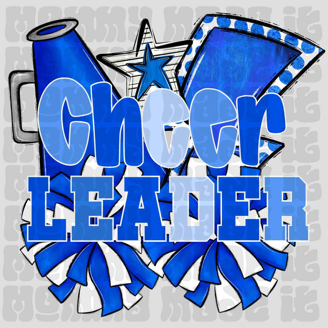 Blue Cheer Digital Design With Pom Poms Cheerleading Photo Canva ...