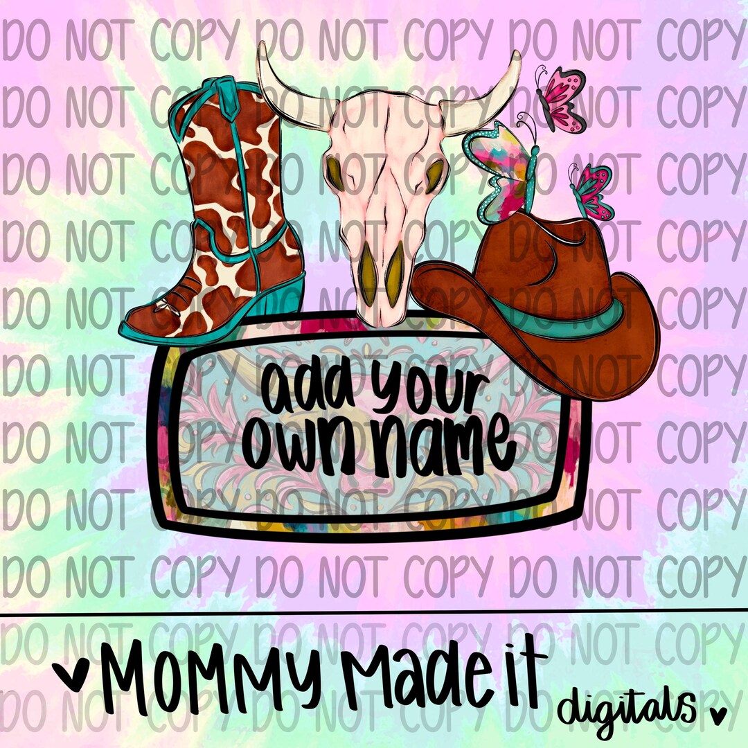 Western Name Plate PNG: Cowboy Boots & Hat Design (digital Download) - Etsy