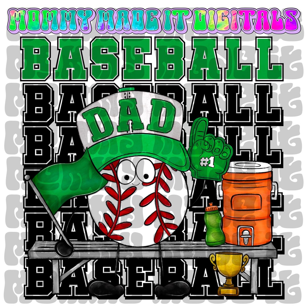 Baseball Dad PNG: Green Team Colors Digital Design (digital Download - Etsy