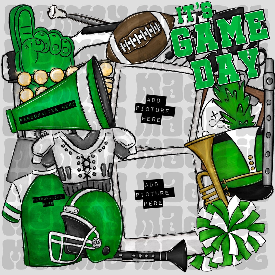 Green Game Day Football PNG – Sports Sublimation Design (digital ...