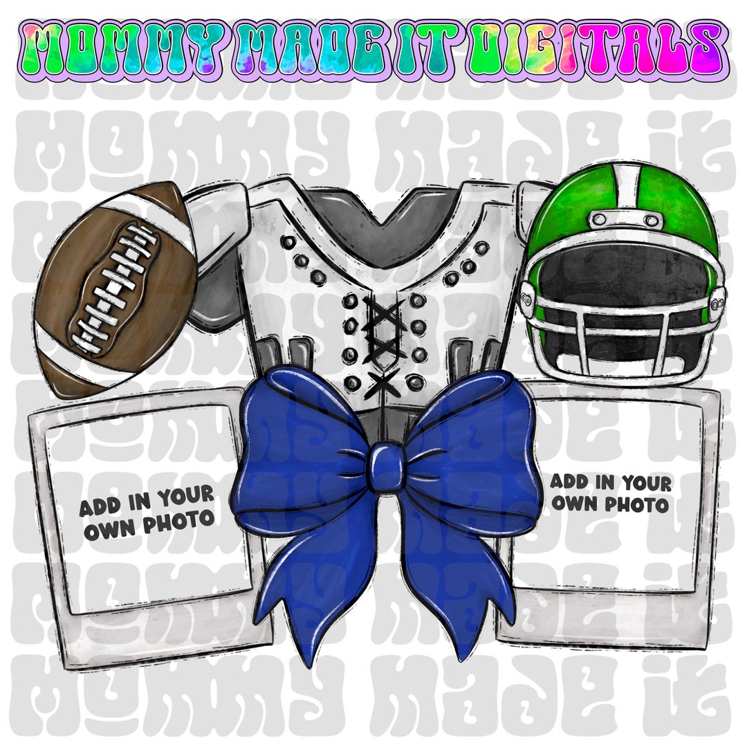 Royal Blue Football Frame PNG: Sports Photo, Coquette Bow (digital ...
