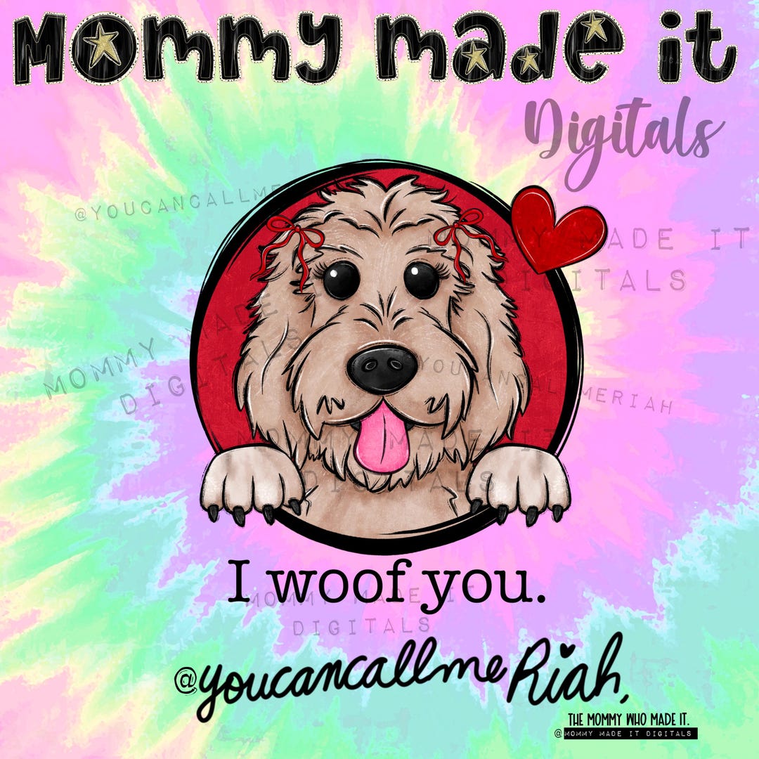 I Woof You PNG Dog Digtal Design Download Heart Eyes and Kissy Fave PNG ...