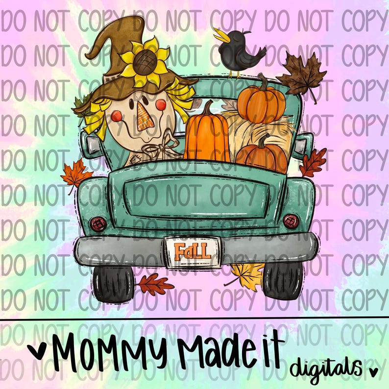 Scarecrow Fall Truck PNG (digital Design Download) Fall Design Pumpkins ...