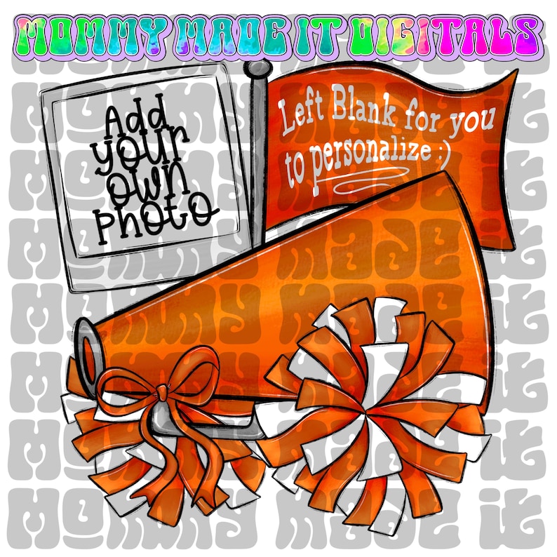 Orange Cheerleading Pom Poms PNG: Sublimation Design (digital Download ...