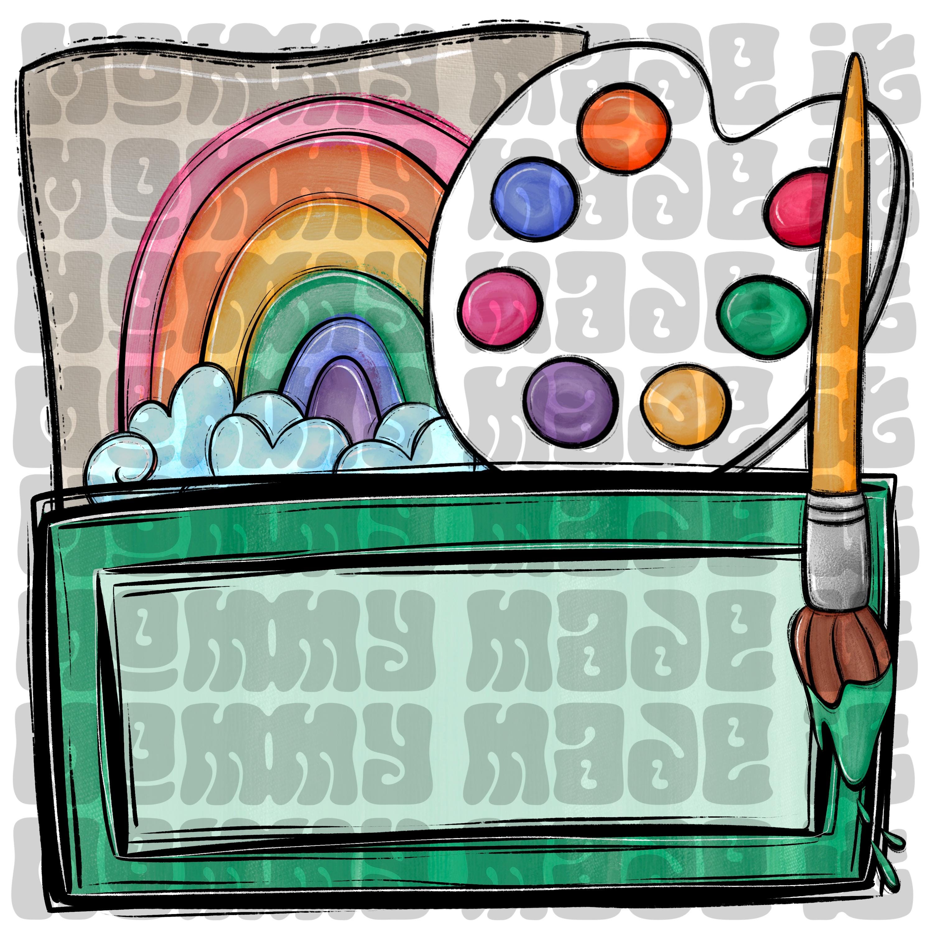 Rainbow Paint Palette Name Plate PNG | Kids Design (digital) - Etsy