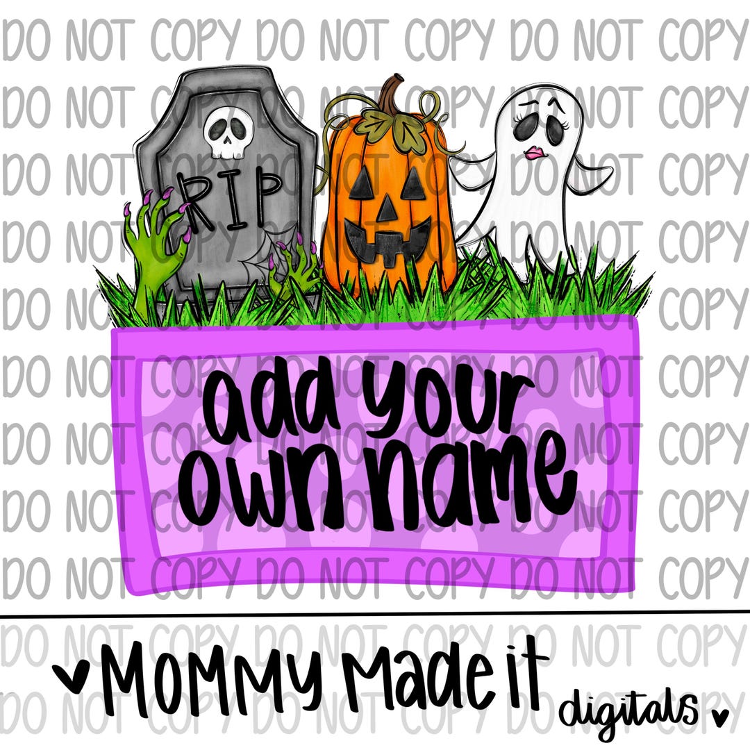 Purple Ghost Halloween Name Plate, Hand-drawn Design (digital Download ...