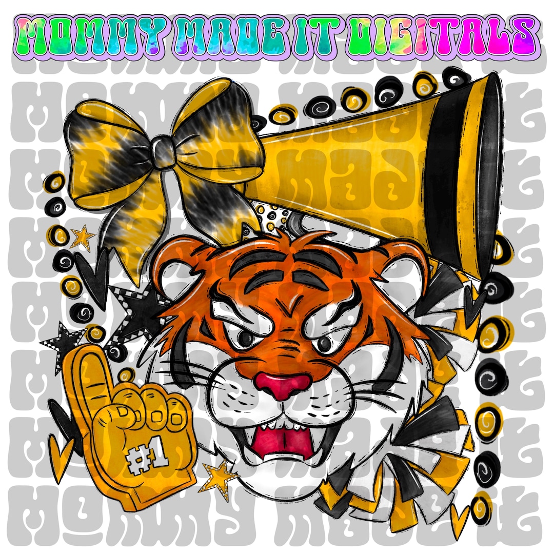 Tigers Football Cheerleading PNG: Yellow Gold & Black Photo Design ...