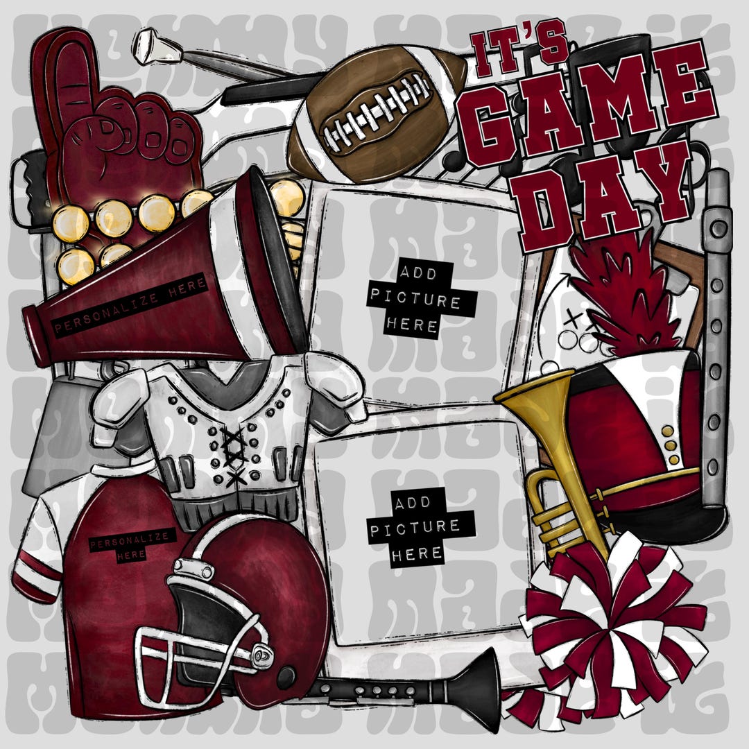 Burgundy / Maroon - It’s Game Day - Football Digital PNG - Sports ...