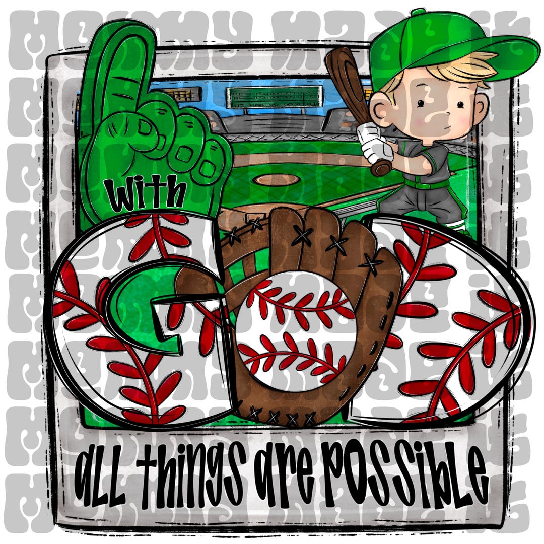 Faith Baseball PNG: Green Spirit Wear Design (digital Download, 3 Pngs ...