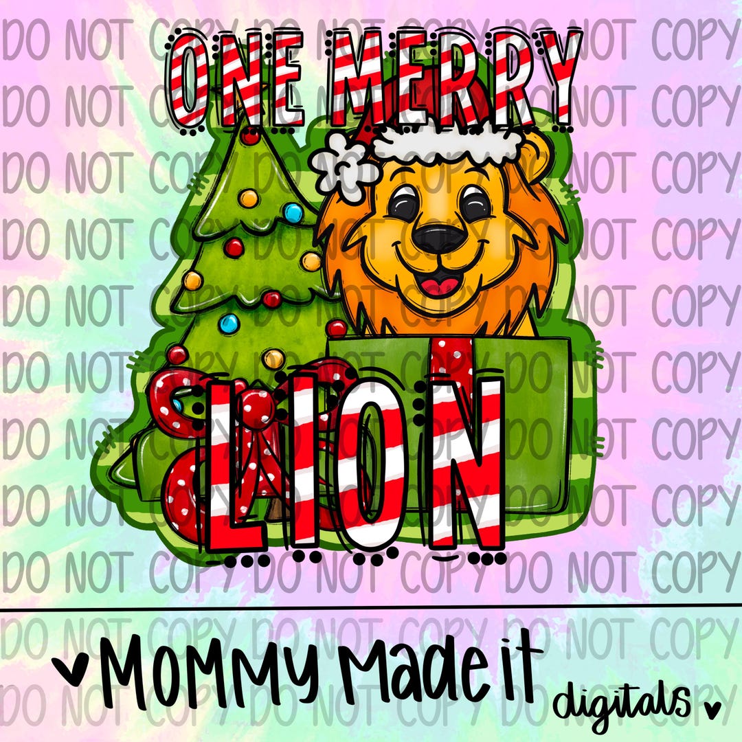 Merry Lion Christmas Mascot PNG: Candy Cane Design (digital Download ...