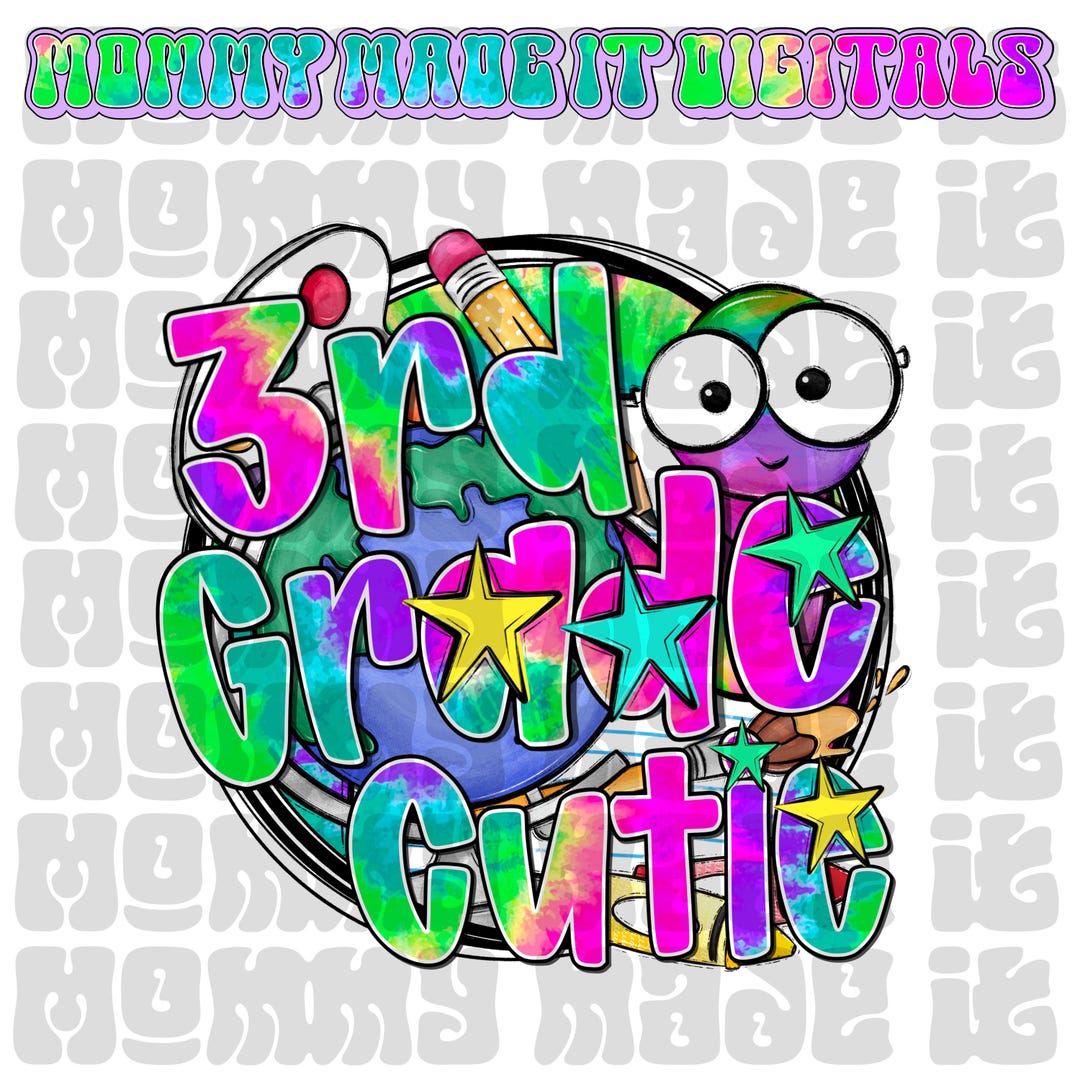 Tie Dye Third Grade Design: Artsy School PNG (digital Download - Etsy