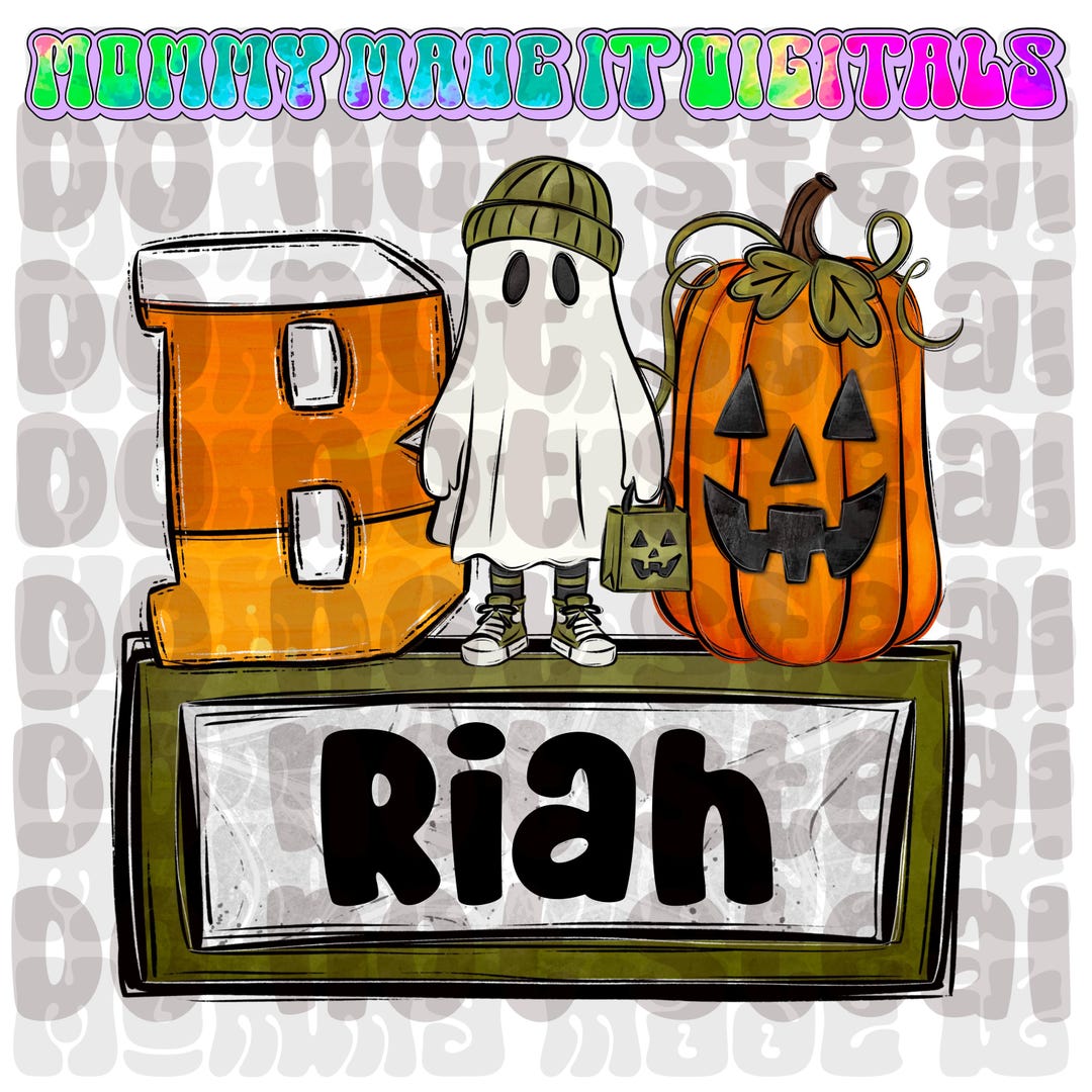 Halloween Name Plate PNG: Spooky Ghost, Pumpkin Design (digital ...