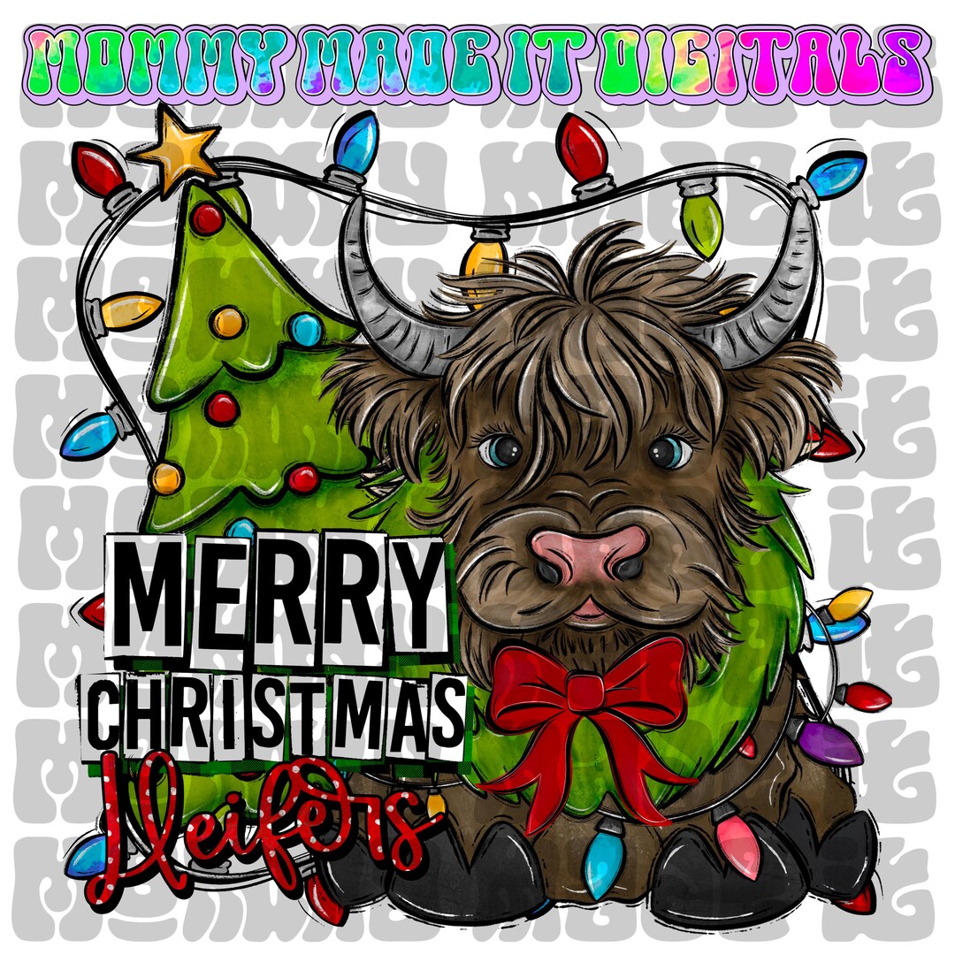 Merry Christmas Heifers Christmas Cow Digital Design Download - Etsy