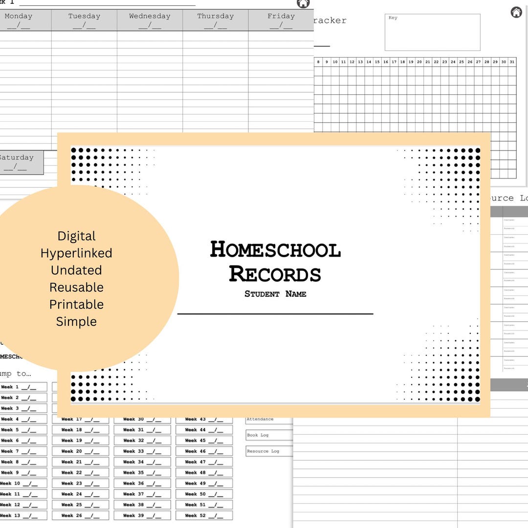 Homeschool Record Keeper, Undated Digital Planner, Activity Log ...