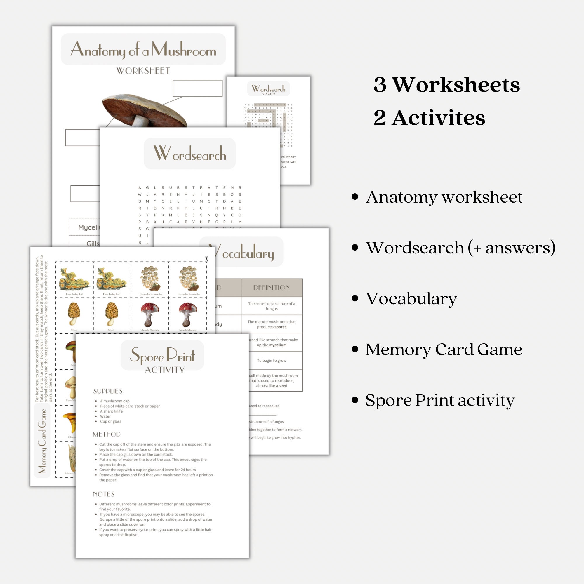 Mushrooms Unit Study, Homeschool, Learning Resource, Printable, Instant ...